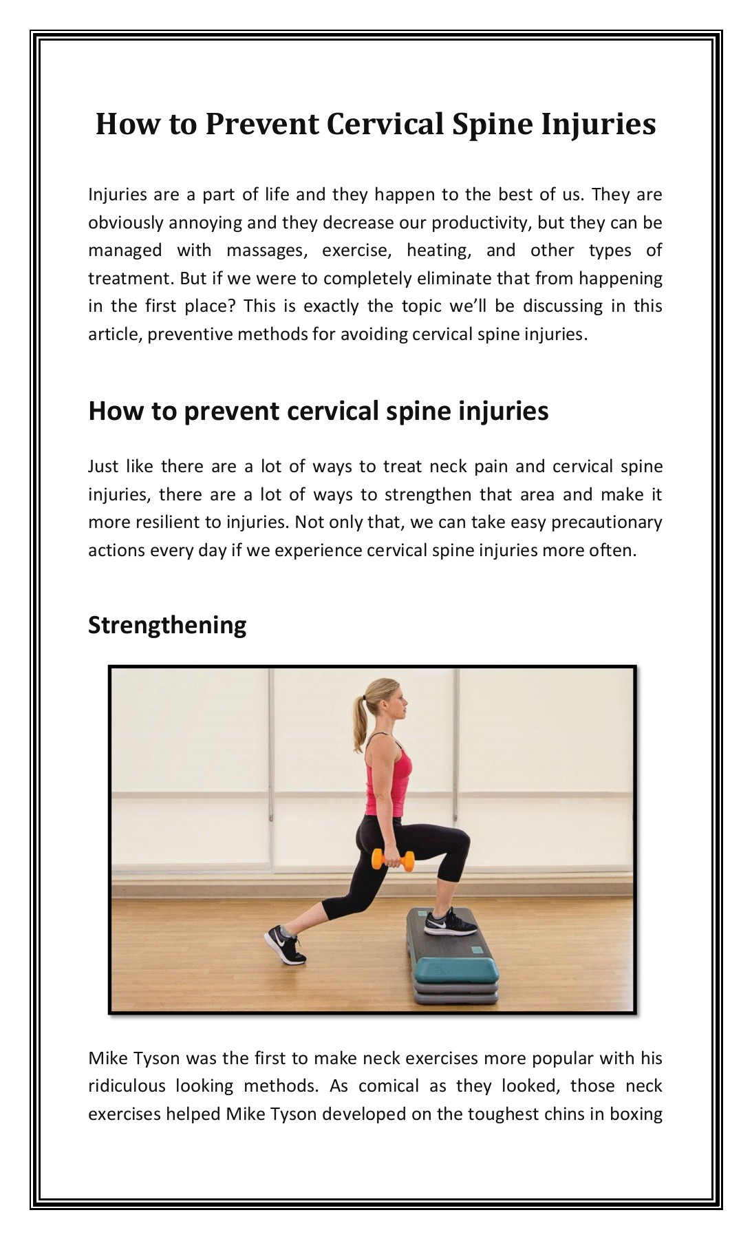 How to Prevent Cervical Spine Injuries - Sleepsia LLC - Page 1 - 3 ...