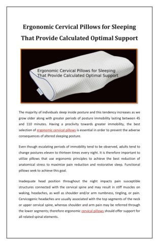Ergonomic Cervical Pillows for Sleeping That Provide Calculated Optimal ...