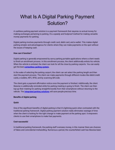 What Is A Digital Parking Payment Solution