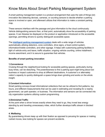 Know More About Smart Parking Management System