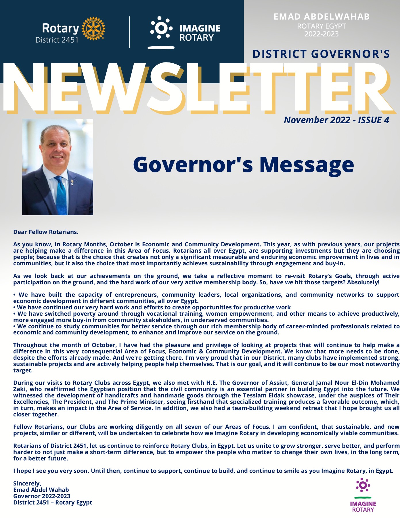 DISTRICT GOVERNOR' NEWSLETTER - November 2022 - ISSUE 4- D2451 - ROTARY ...