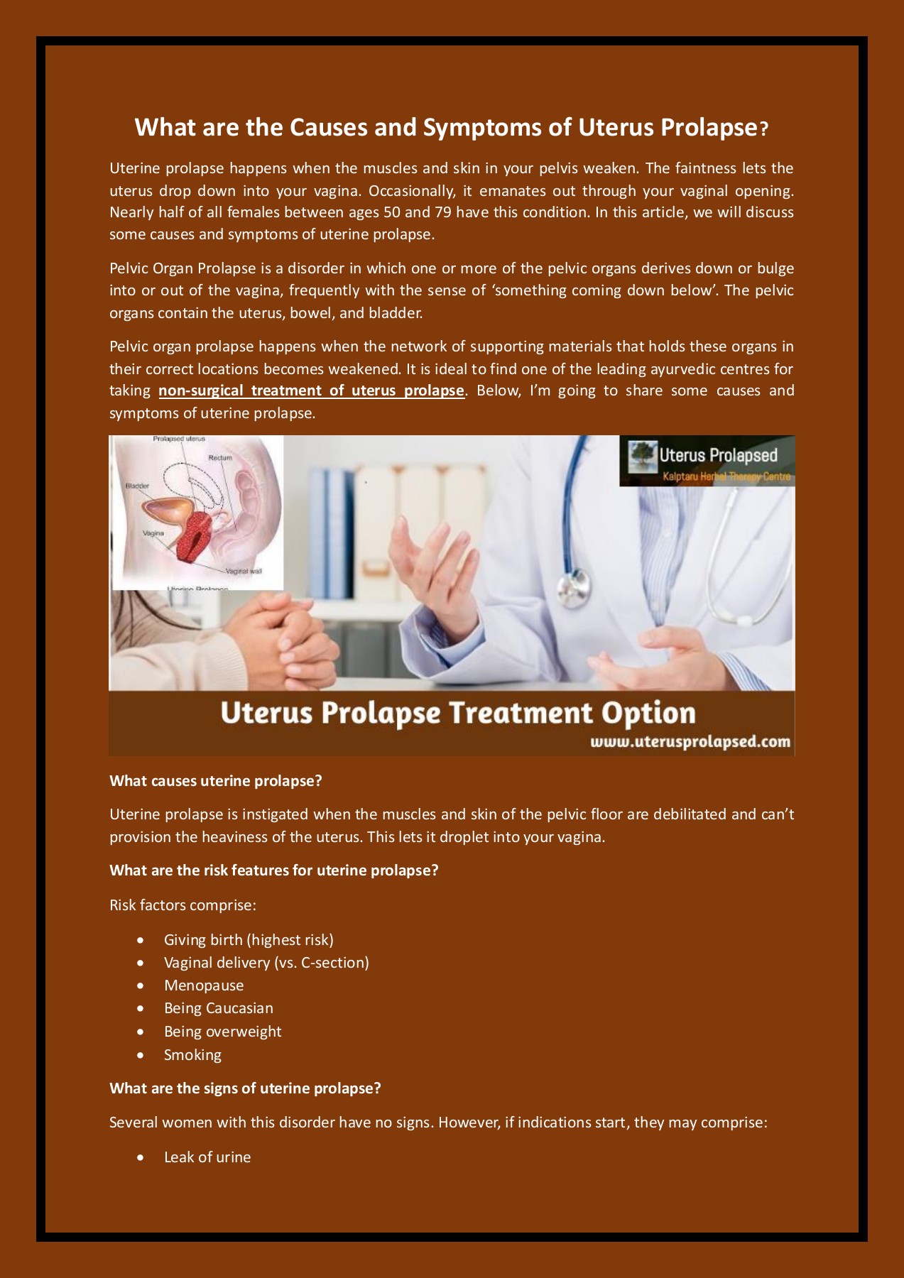 What are the Causes and Symptoms of Uterus Prolapse - Uterus Prolapsed ...