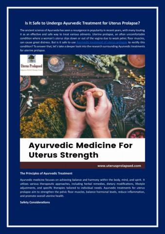 Is It Safe to Undergo Ayurvedic Treatment for Uterus ProlapseIs It Safe ...
