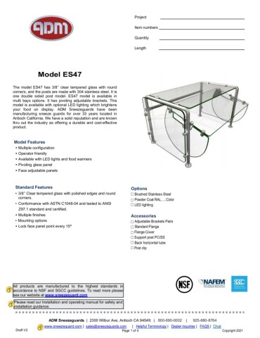 ES47 Convertible Sneeze Guard Partition Posts | ADM