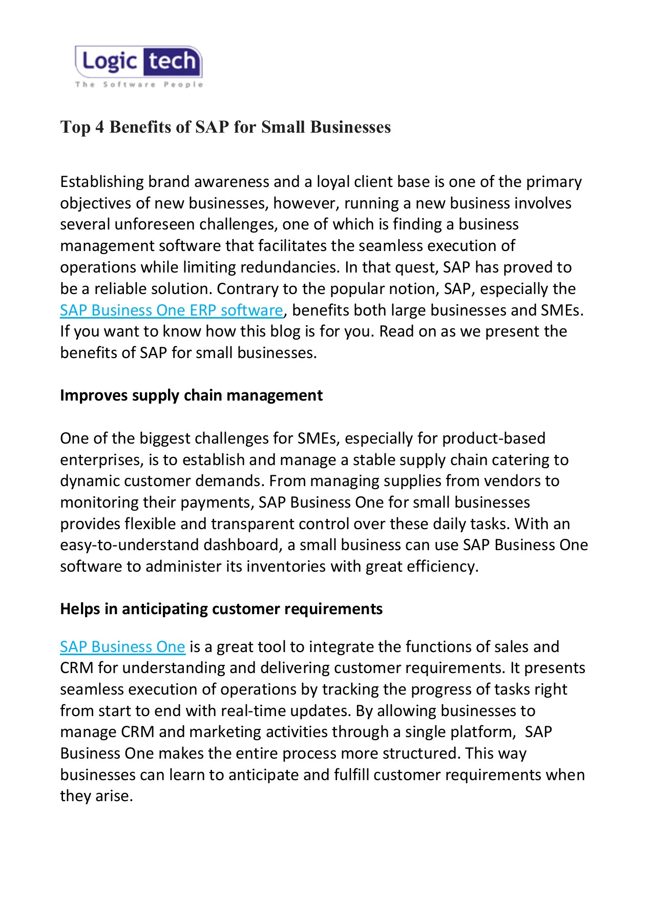 Top 4 Benefits of SAP for Small Businesses - Archit Saxena - Page 1 - 2 ...