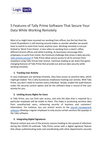 5 Features of Tally Prime Software That Secure Your Data While Working ...