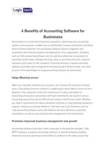 4 Benefits of Accounting Software for Businesses