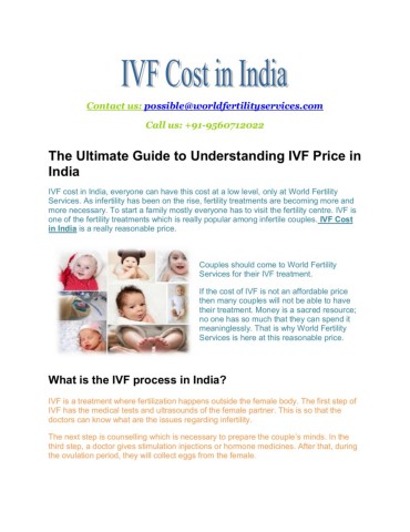 The Ultimate Guide to Understanding IVF Price in India