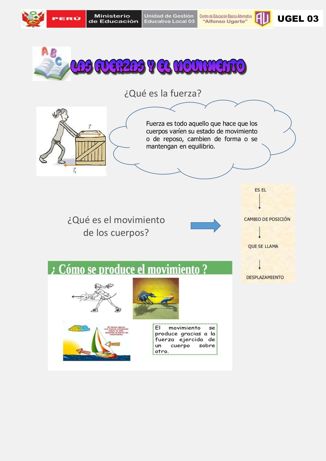 EXPERIENCIA DE APRENDIZAJE- LAS FUERZAS Y EL MOVIMIENTO ...