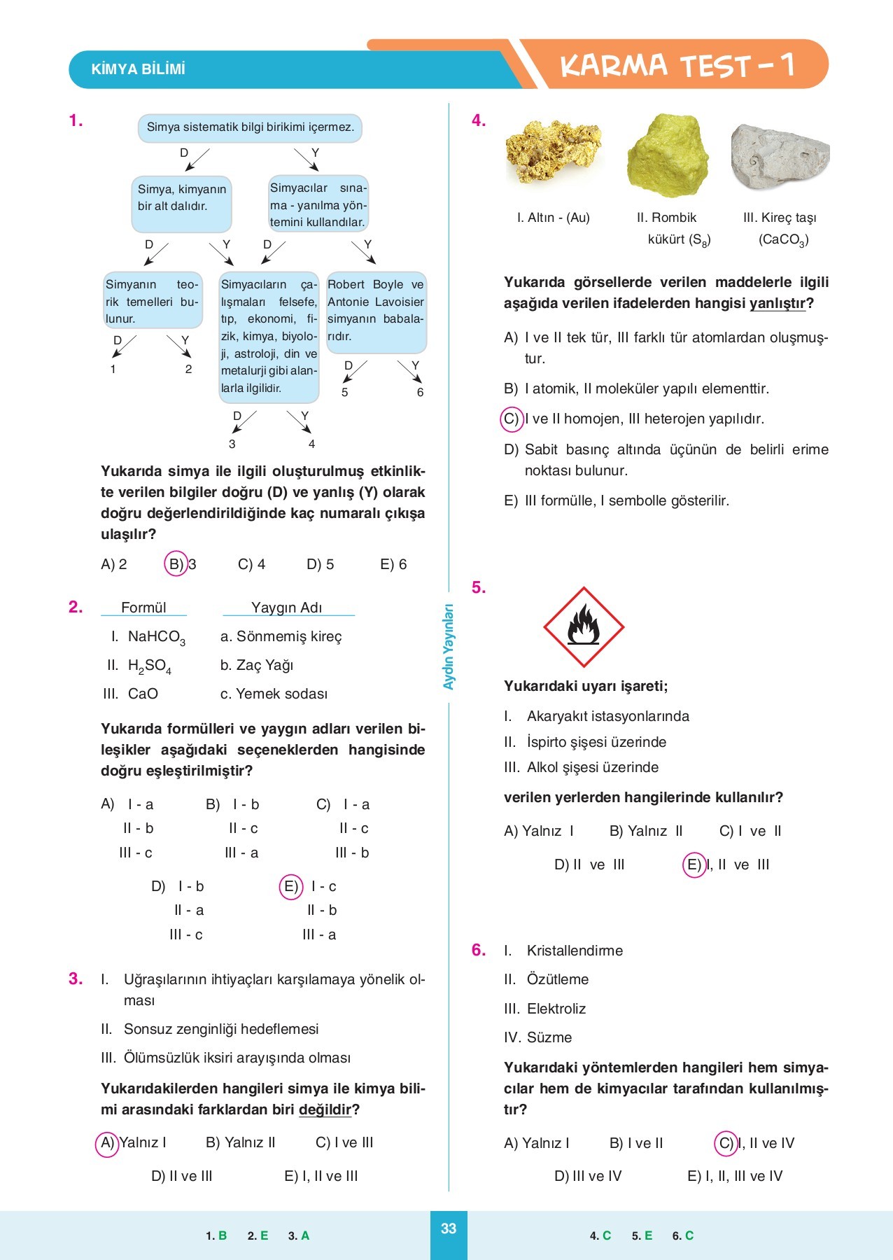 TYT Kimya 9. Sınıf Ders İşleyiş Modülleri Modül 1 Kimya Bilimi Atom ve Yapısı Periyodik Sistem ...