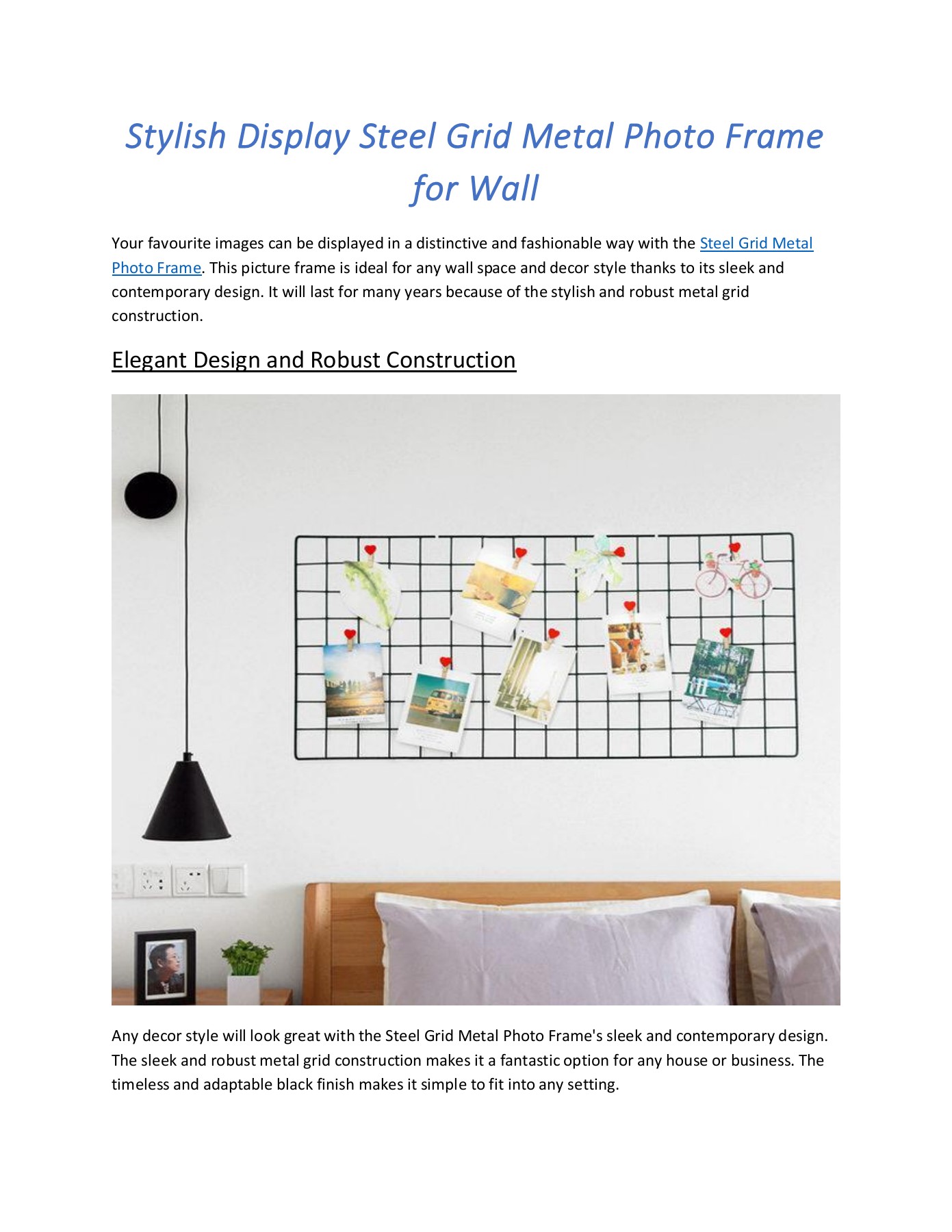 Stylish Display Steel Grid Metal Photo Frame for Wall - Pikify - Page 1 ...