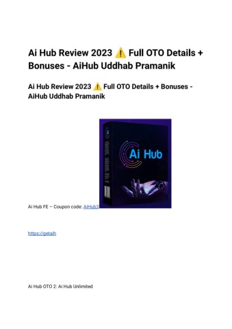 Ai Hub Review 2023 Full OTO Details + Bonuses - AiHub Uddhab Pramanik