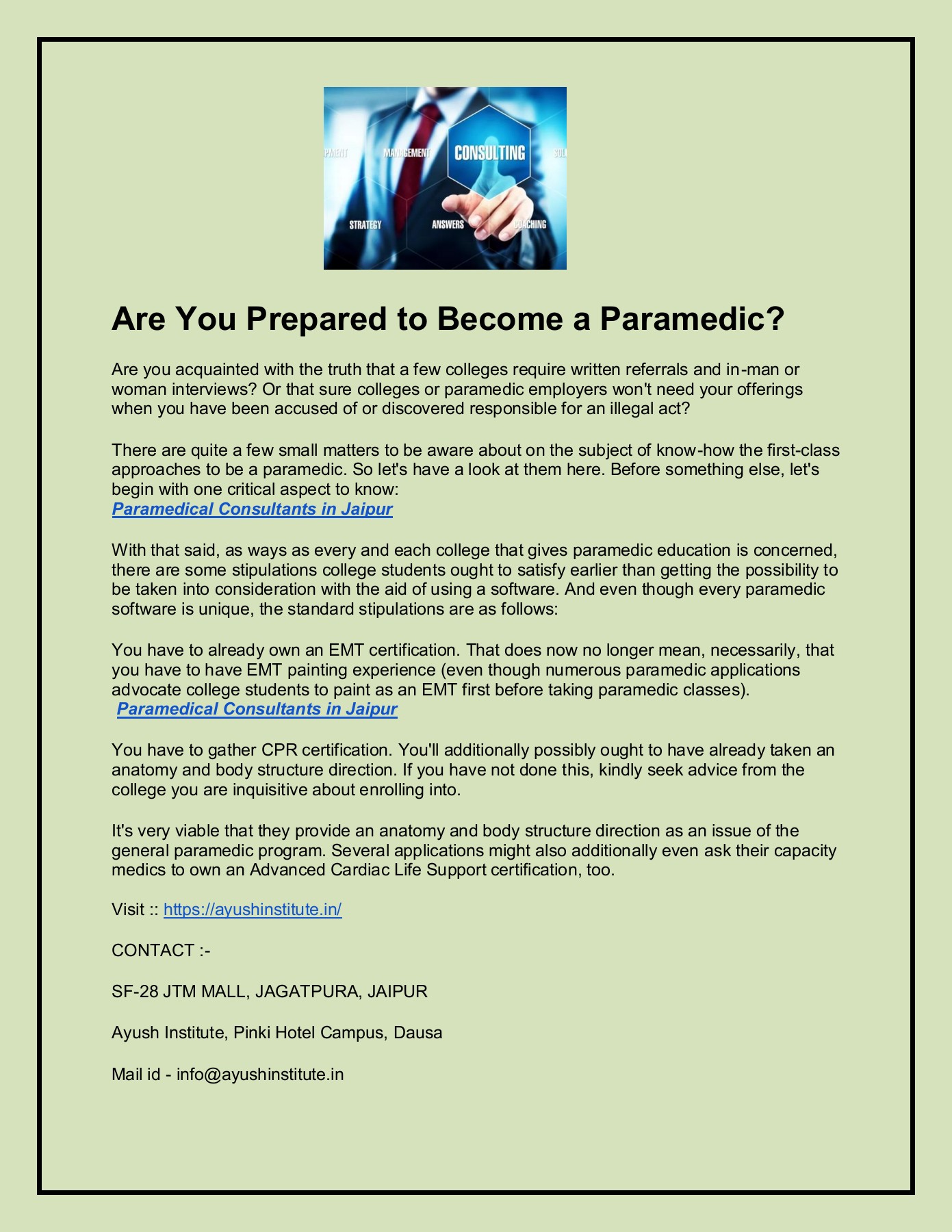Are You Prepared to Become a Paramedic - Auysh institute - Page 1 - 1 ...
