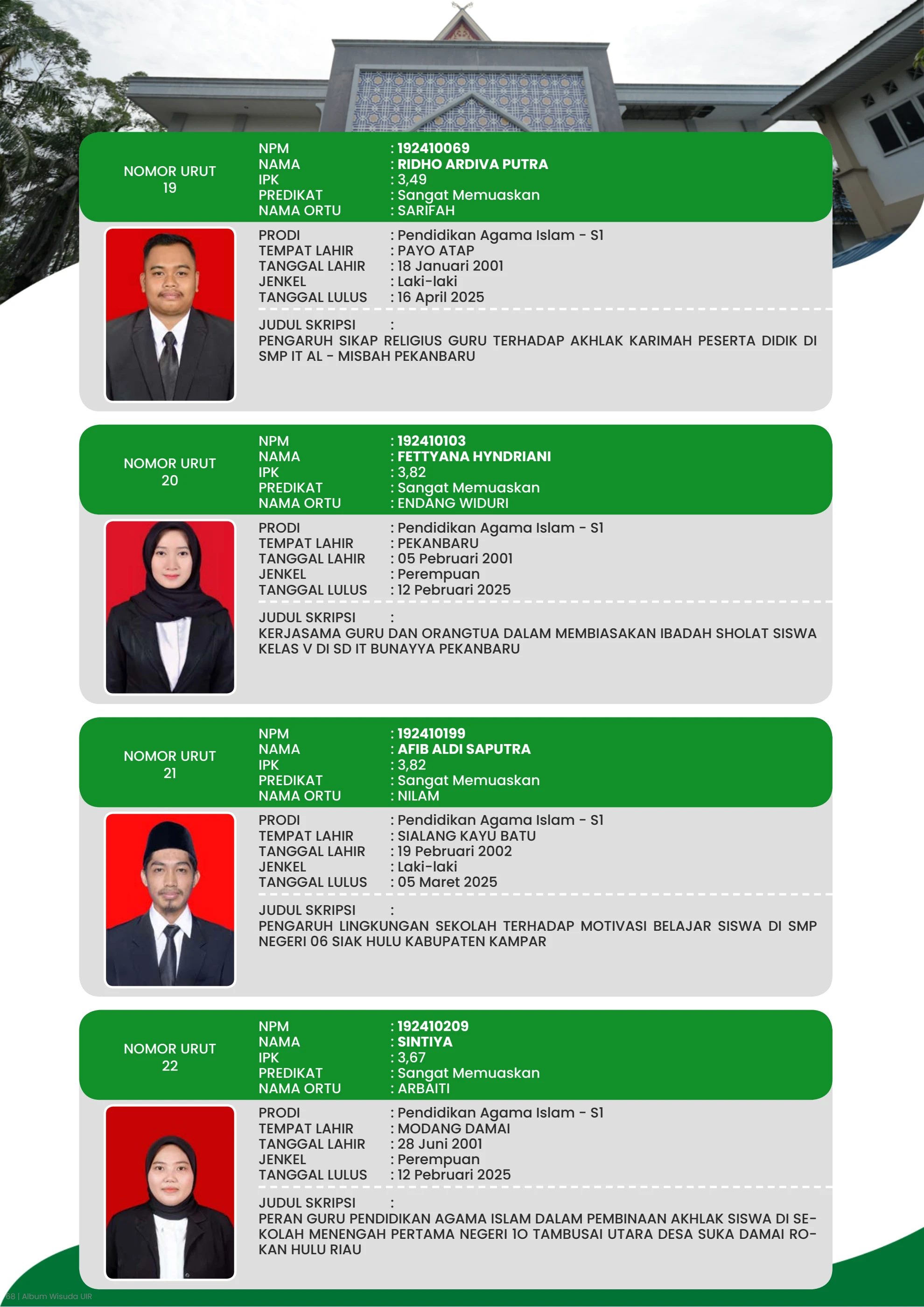Album Wisuda Tahun 2025 Periode 2 - Universitas Islam Riau - Halaman 68 ...