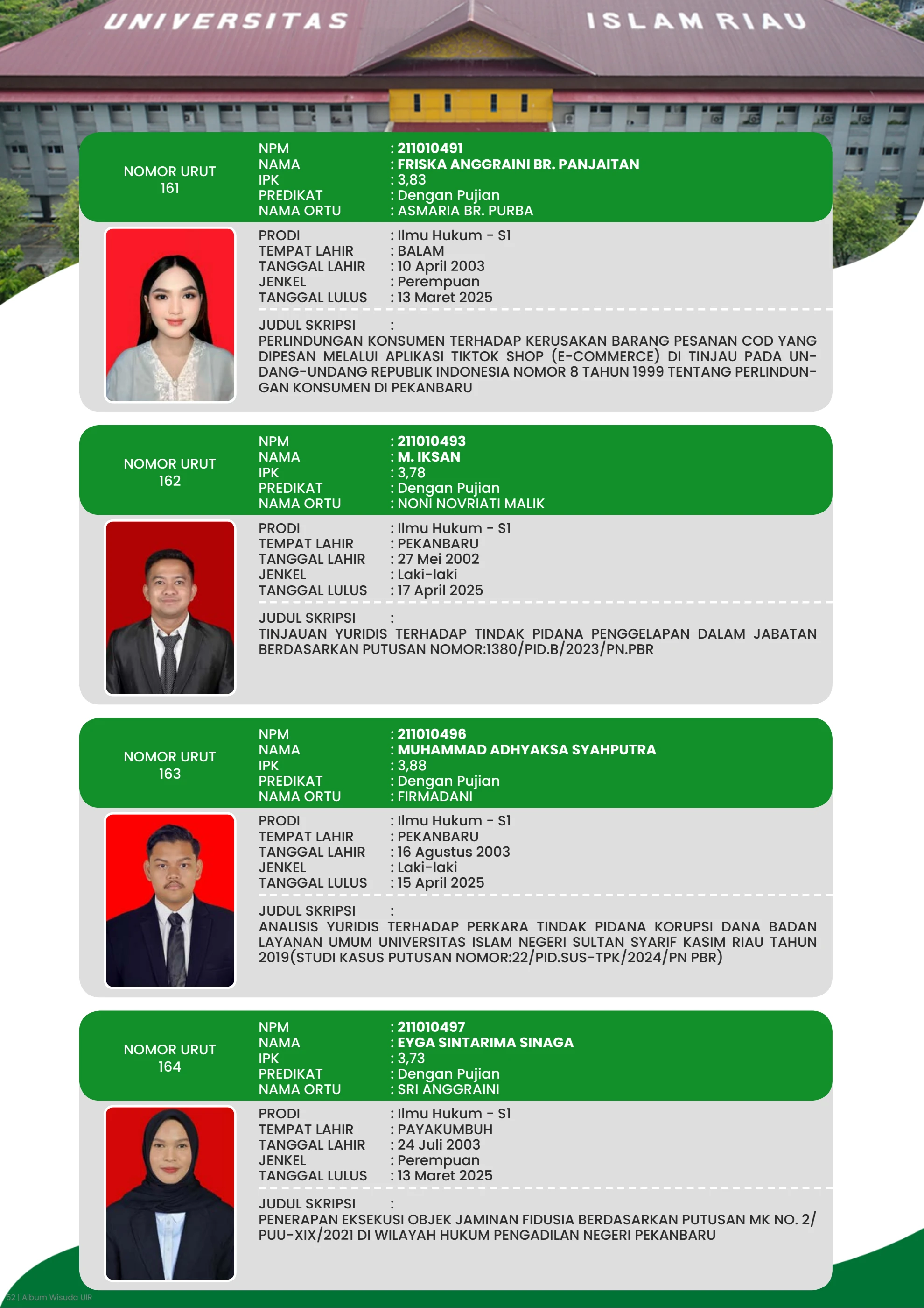 Album Wisuda Tahun 2025 Periode 2 - Universitas Islam Riau - Halaman 52 ...