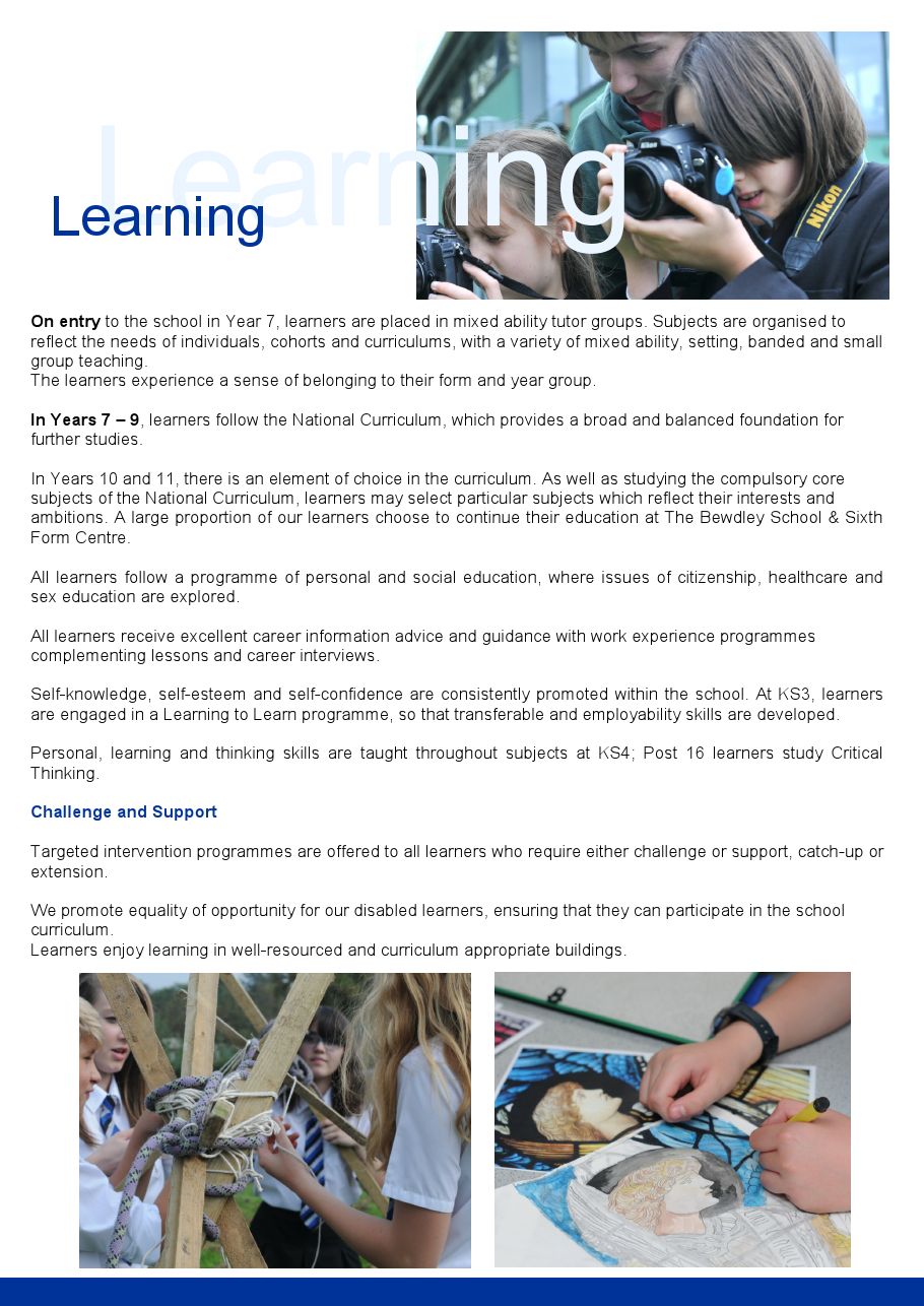 The Bewdley School and Sixth Form Centre Prospectus 2015 New ...