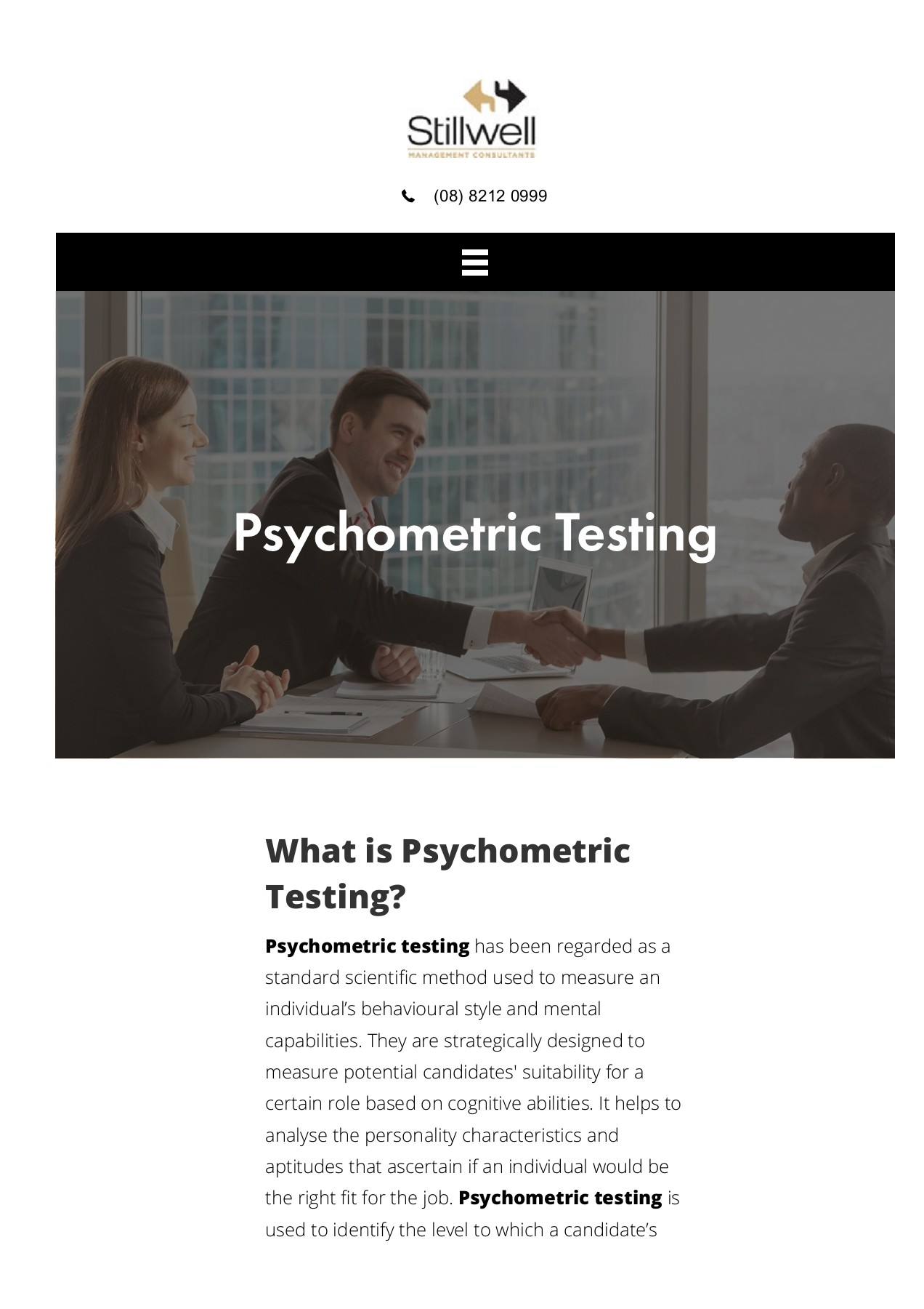 Psychometric Testing - Stillwell Management Consultants - Page 1 - 6 ...