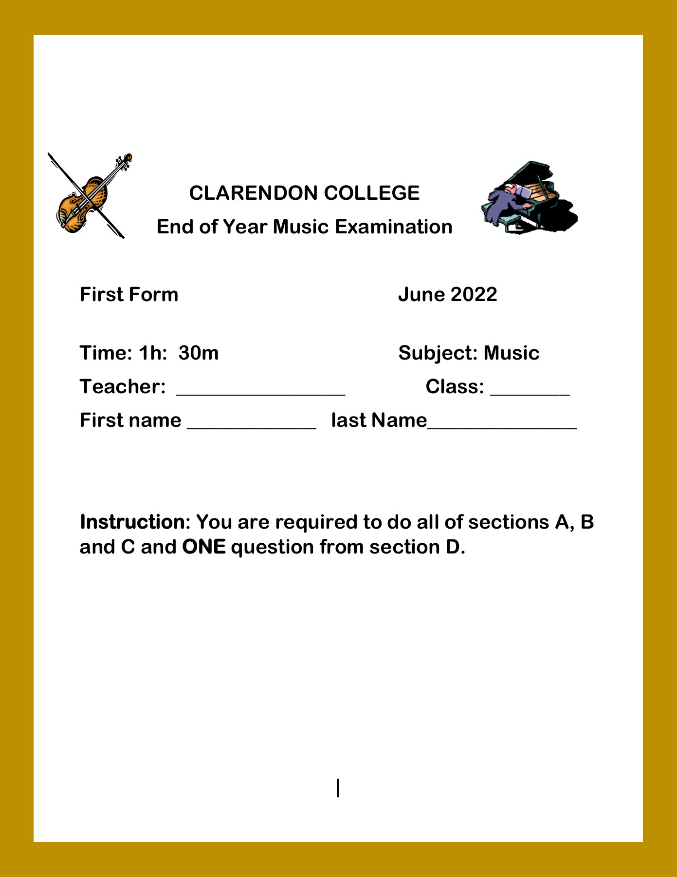 First Form End of Year Exam - Wenbert Thomas - Page 1 - 9 | Flip PDF ...