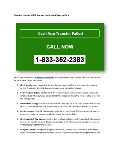 Cash App transfer failed: You can take Instant Steps to Fix it