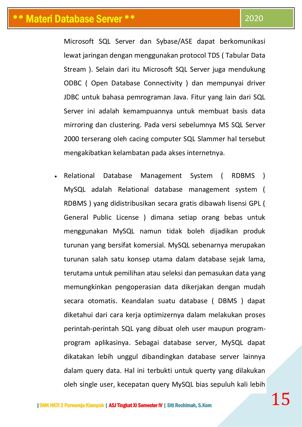 MATERI DATABASE - Alzani Saeful Anwar - Halaman 15 | PDF Online | PubHTML5