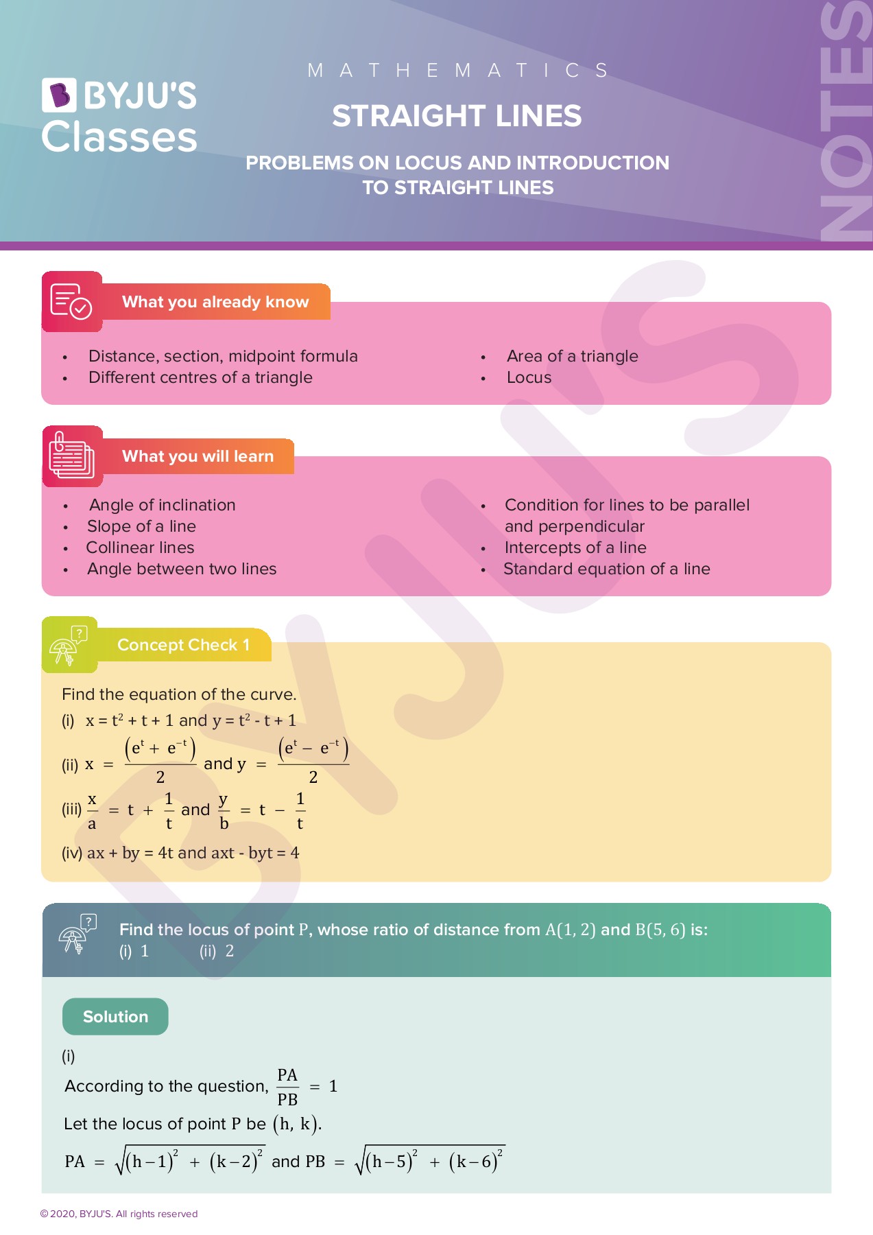 Problems on Locus and Introduction to Straight Lines - Sourav Agarwal ...