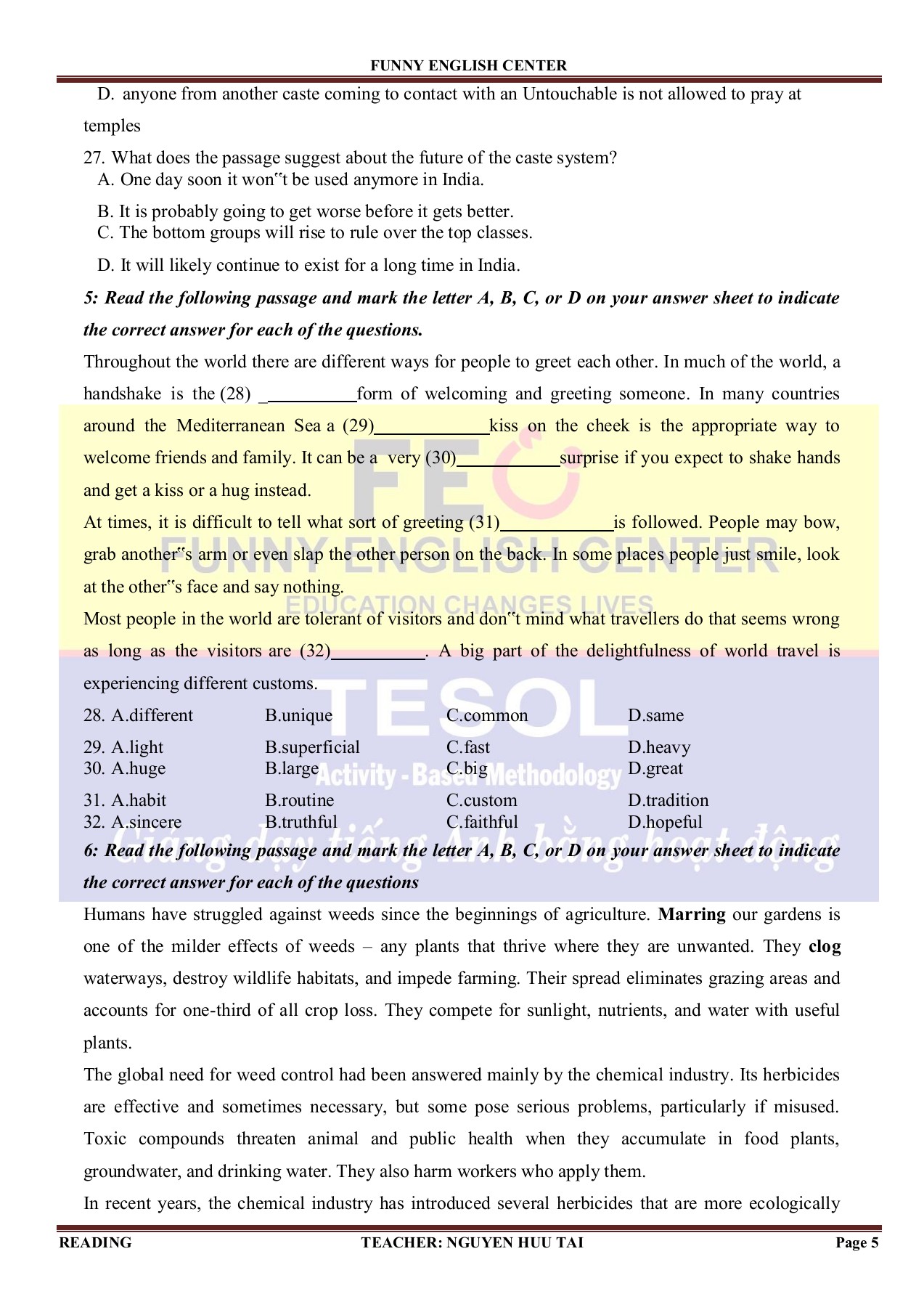 READING TASKS - Nguyen Huu Tai - Page 5 | Flip PDF Online | PubHTML5