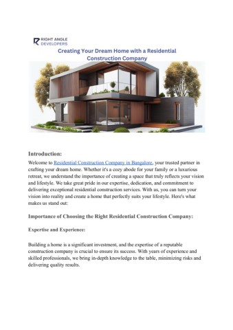 Creating Your Dream Home with a Residential Construction Company ...