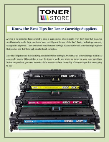 Know the Best Tips for Toner Cartridge Suppliers