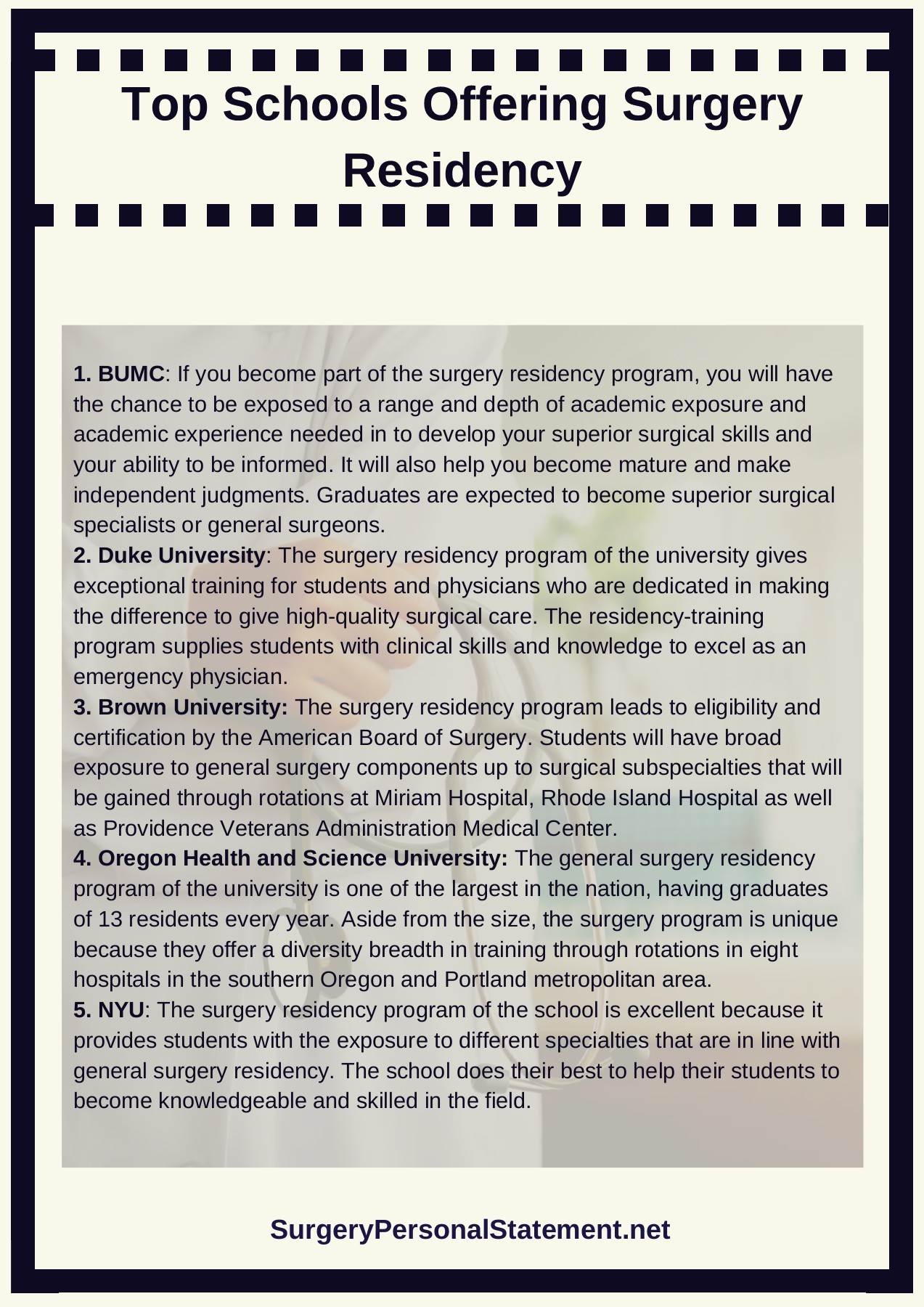 Different Types of Surgery Personal Statement - Surgery Personal ...