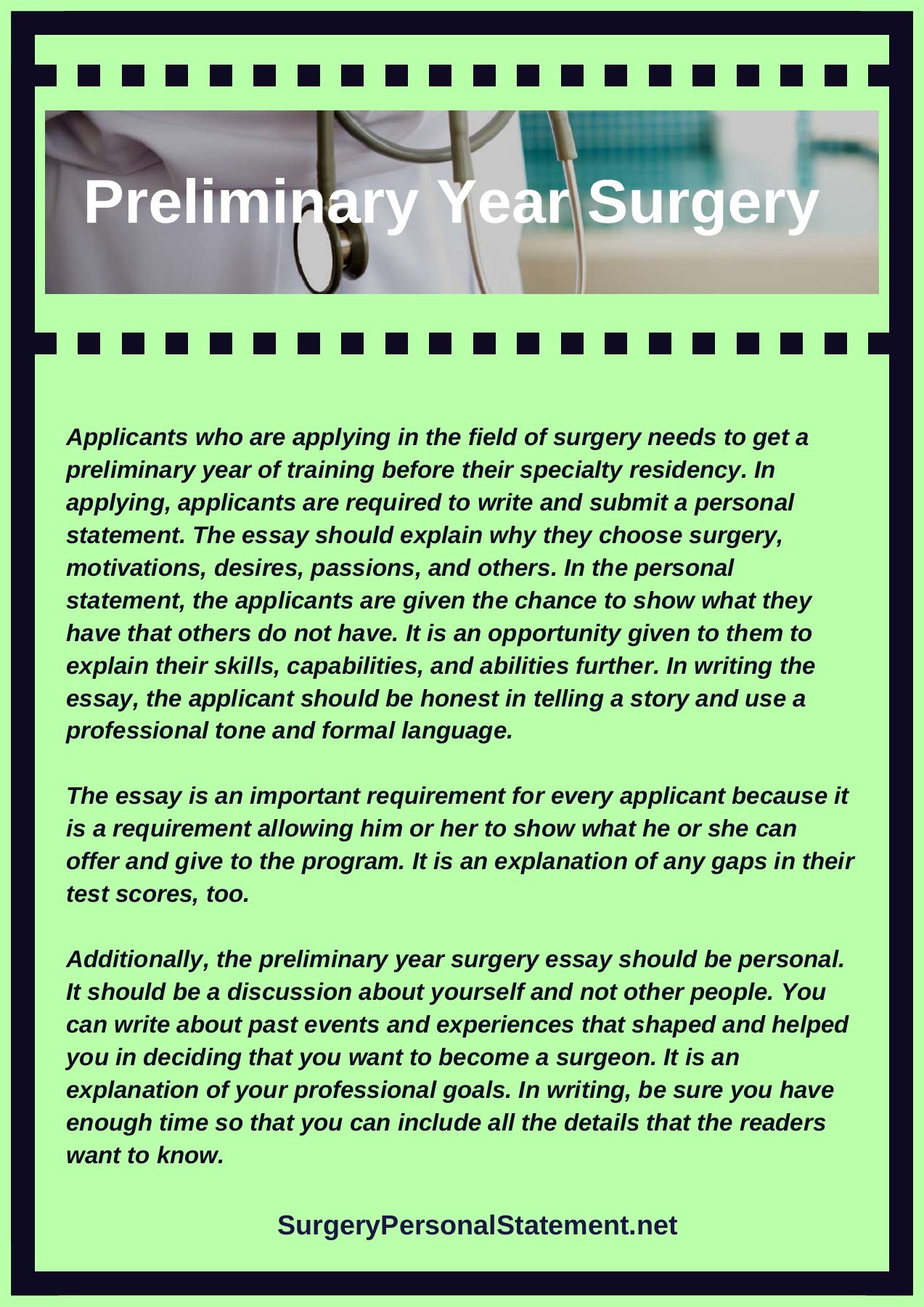Different Types of Surgery Personal Statement - Surgery Personal ...