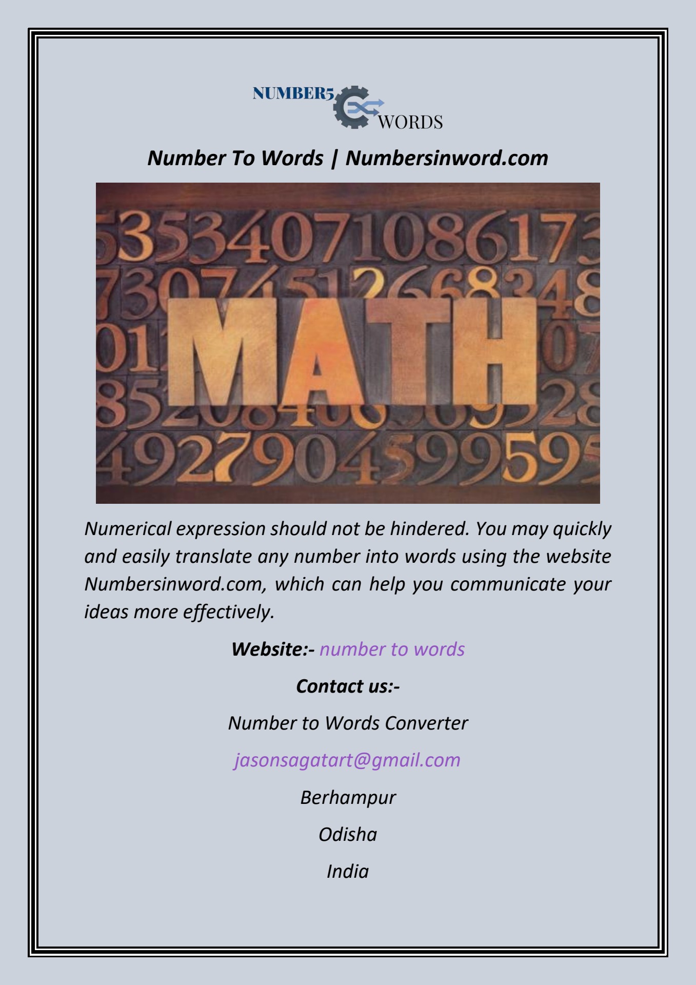 Number To Words Numbersinword - numbersinword - Page 1 - 1 | Flip PDF ...