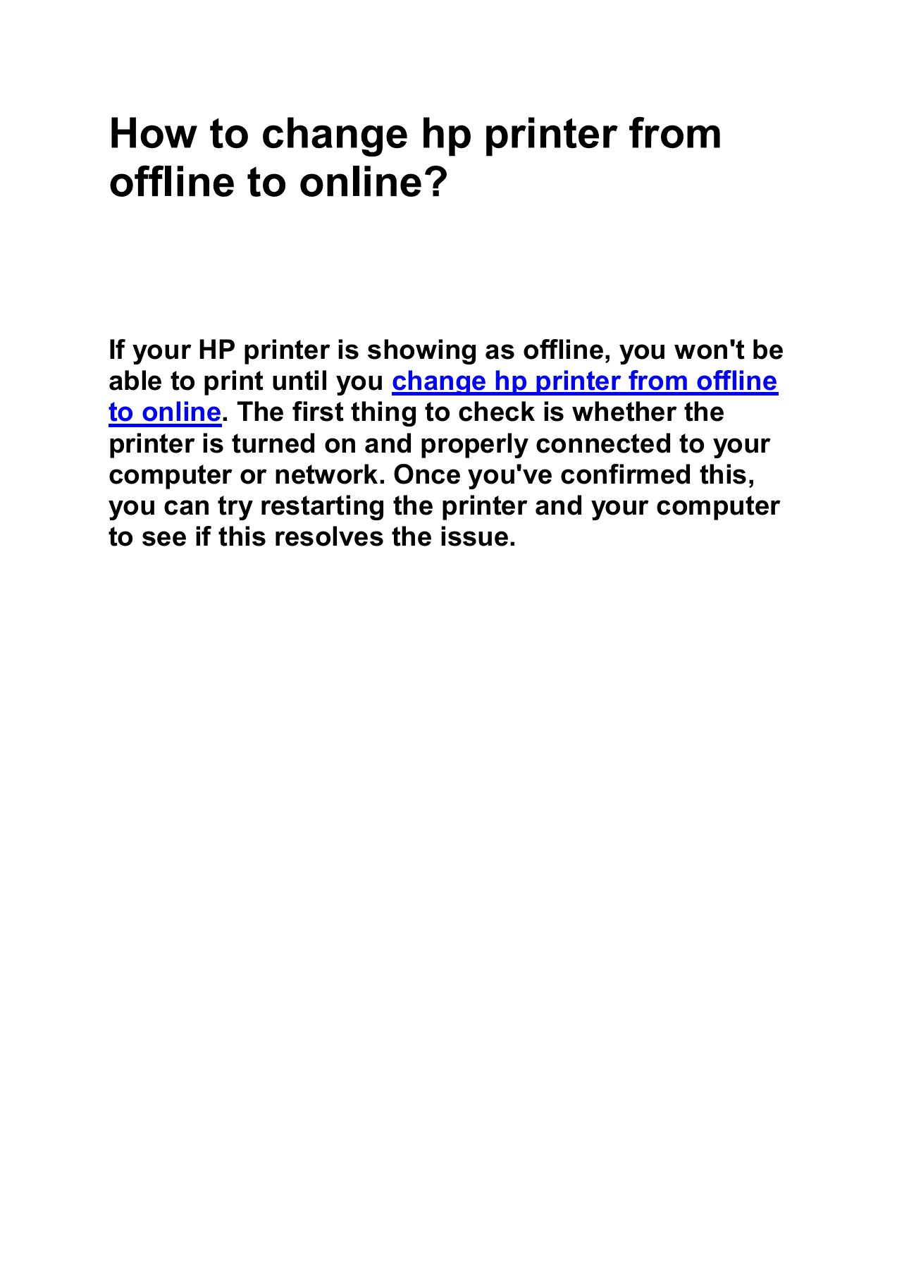 How to change hp printer from offline to online - angken07274 - Page 1 ...