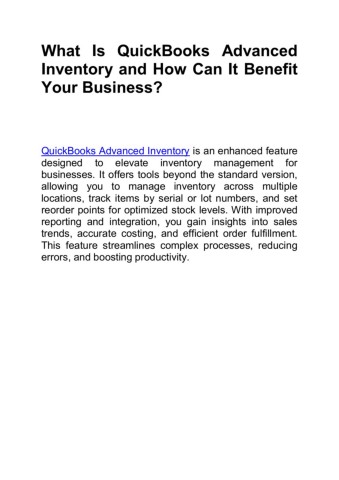 What Is QuickBooks Advanced Inventory and How Can It Benefit Your Business
