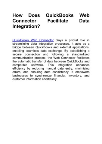 How Does QuickBooks Web Connector Facilitate Data Integration