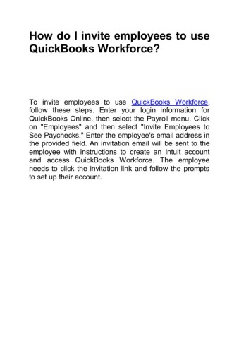How do I invite employees to use QuickBooks Workforce