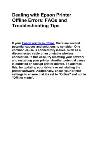 Dealing with Epson Printer Offline Errors