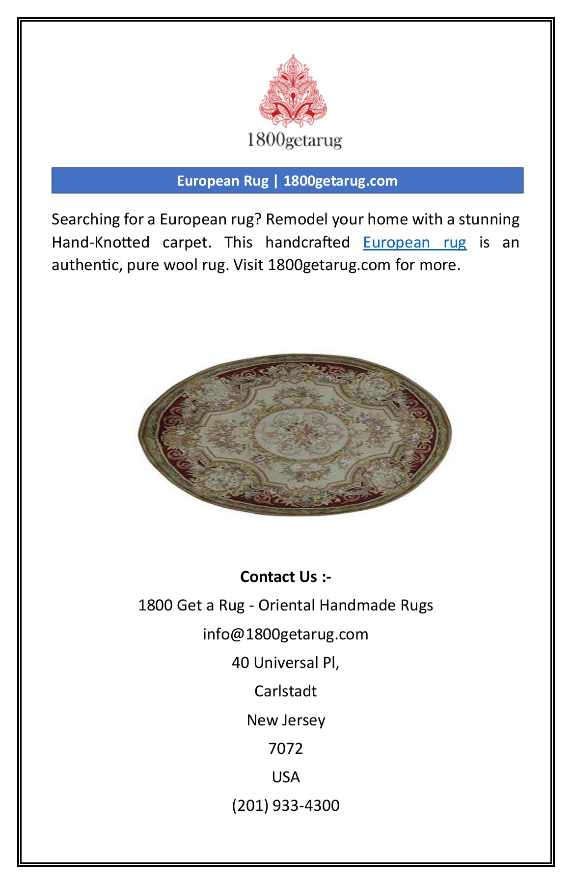 european rug - Geetarugoriental - Page 1 - 1 | Flip PDF Online | PubHTML5