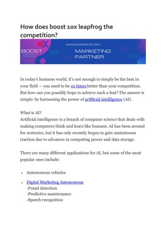 How does boost 10x leapfrog the competition