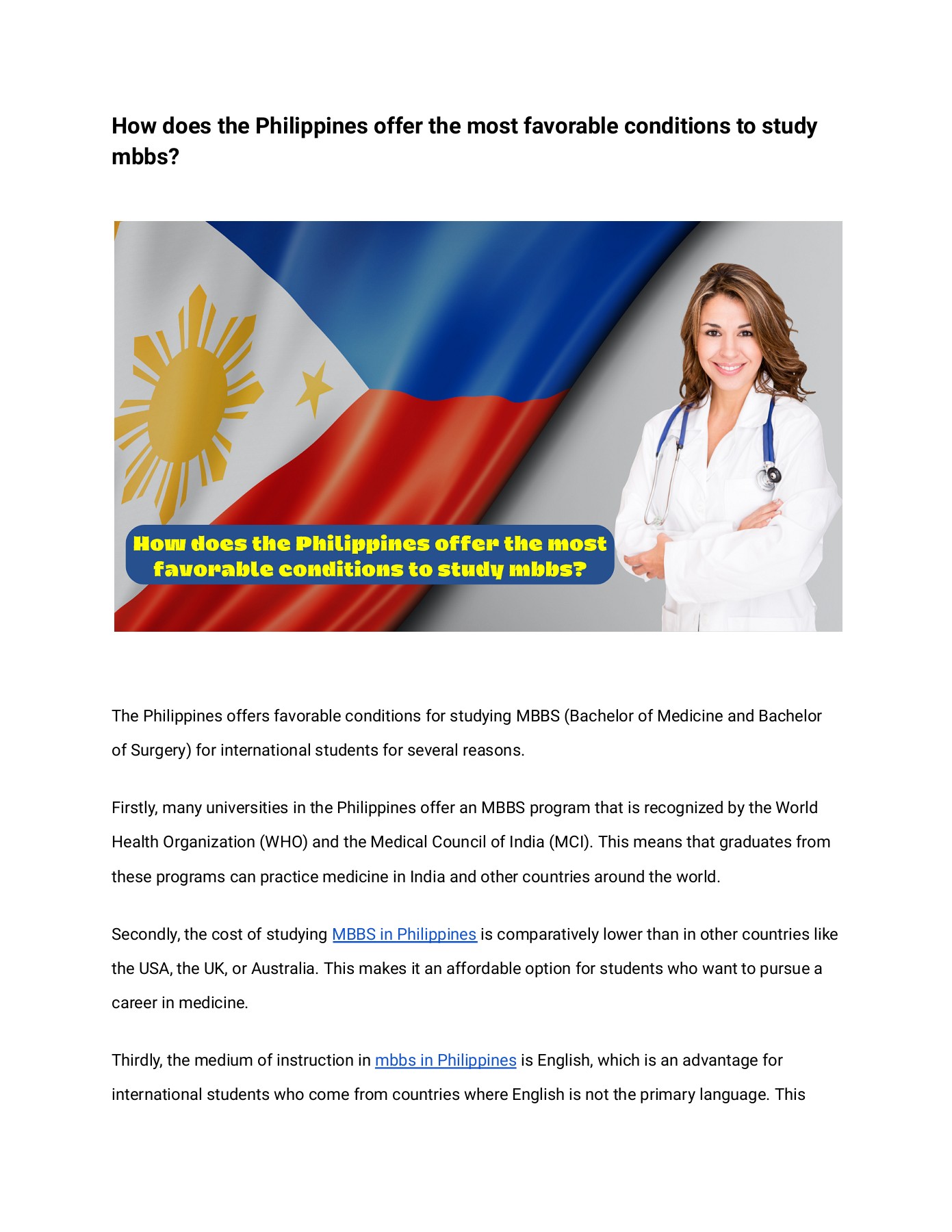 How does the Philippines offer the most favorable conditions to study ...