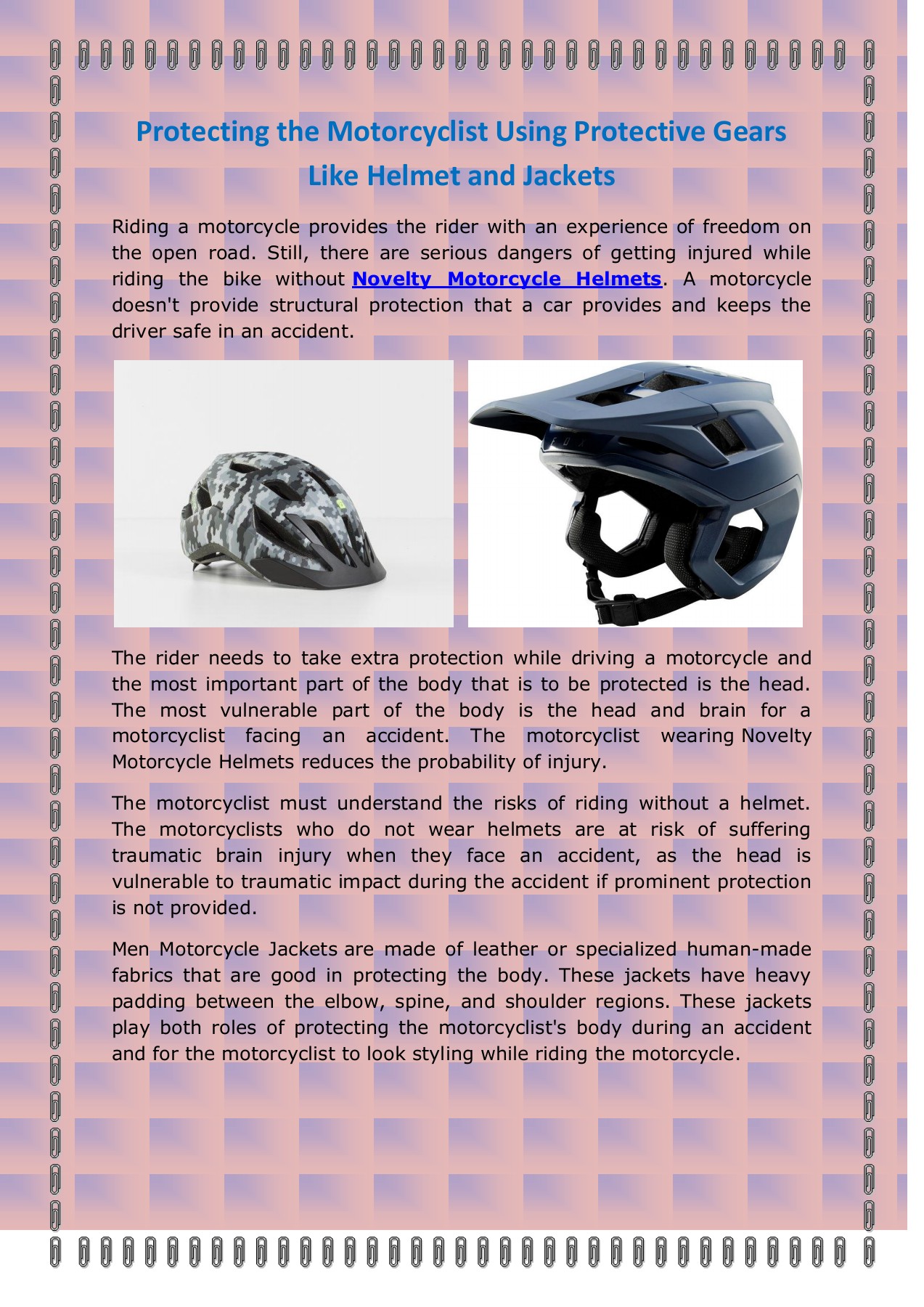 Protecting the Motorcyclist Using Protective Gears Like Helmet And ...