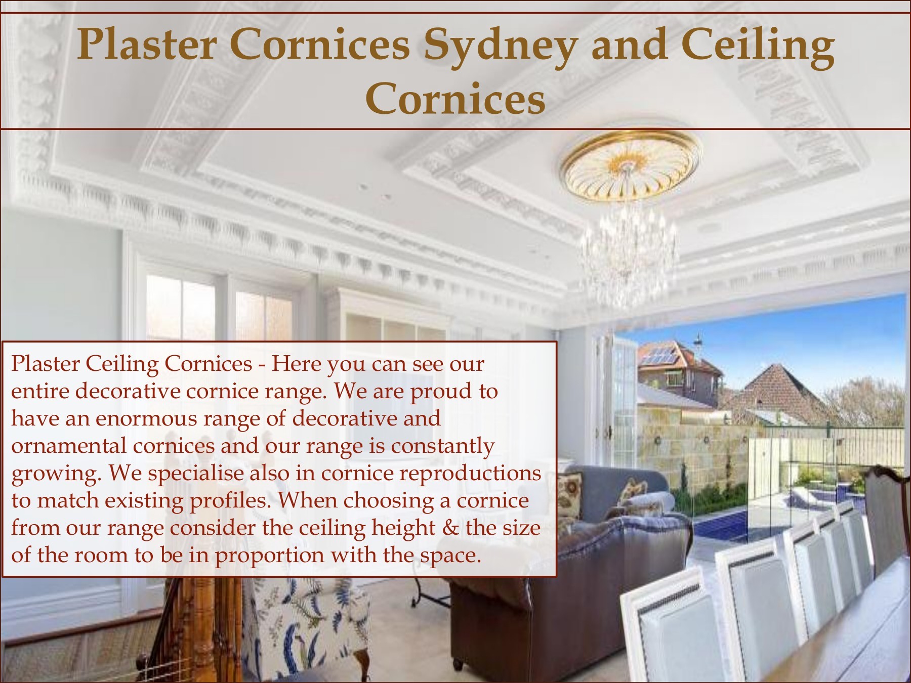 Plaster Ceiling Mouldings Sydney | Shelly Lighting