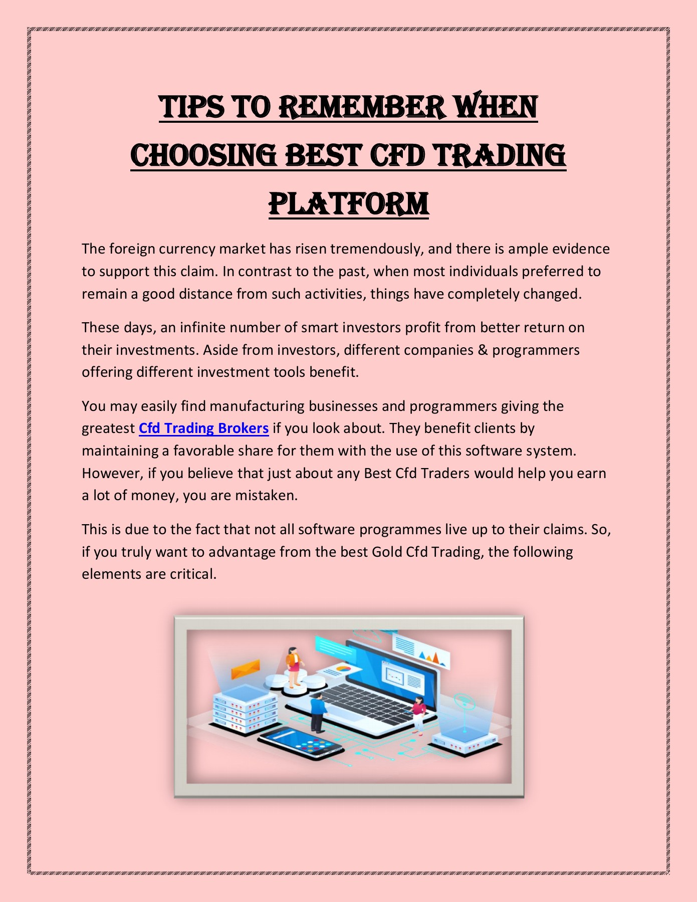 Tips to Remember when Choosing Best CFD Trading Platform - Cwg Markets ...