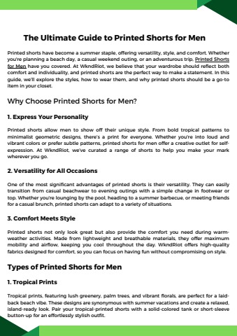 The Ultimate Guide to Printed Shorts for Men