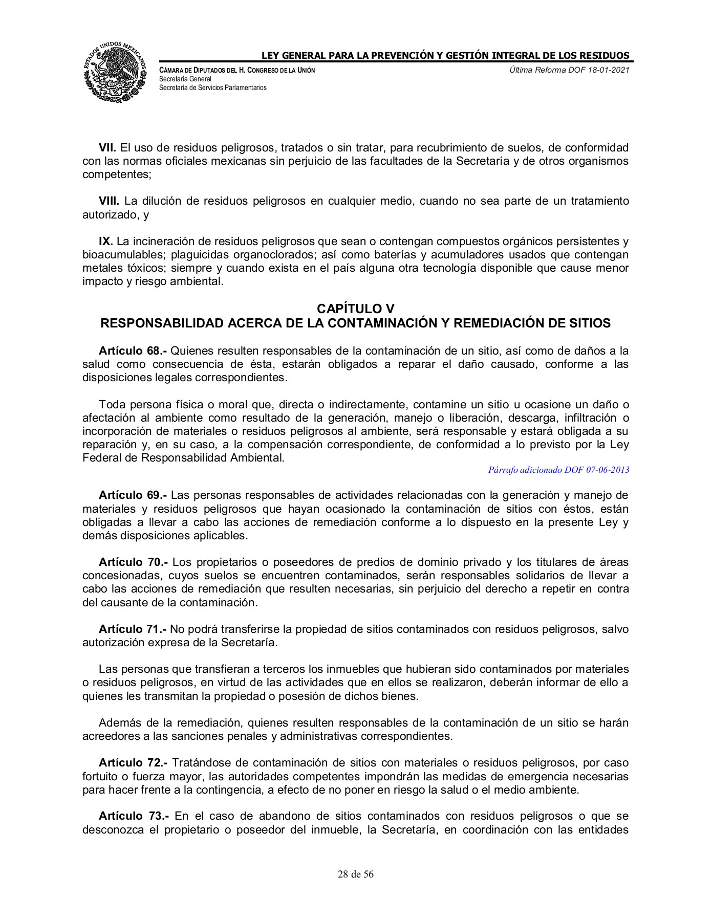 Ley General para la Prevención y Gestión Integral de los Residuos ...