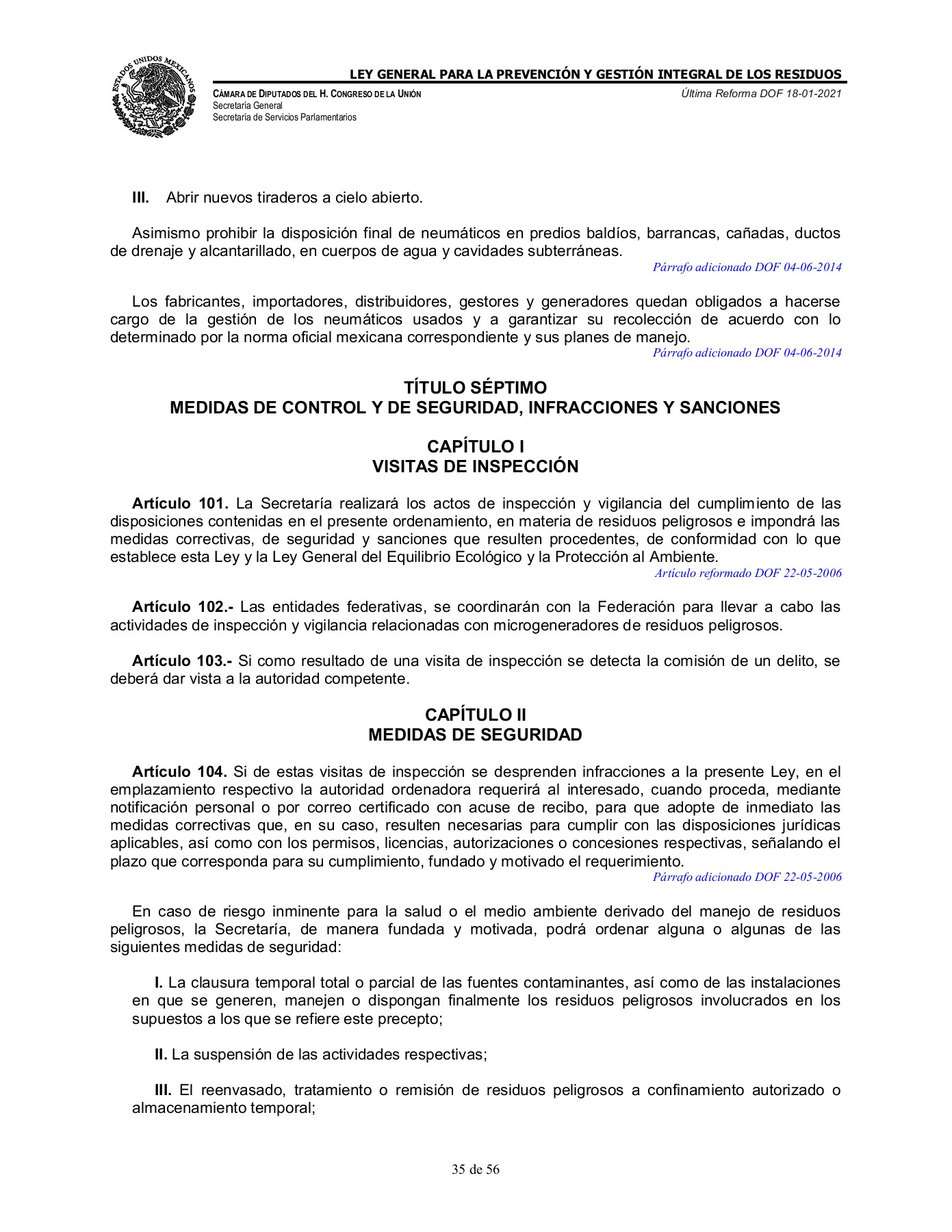 Ley General para la Prevención y Gestión Integral de los Residuos ...