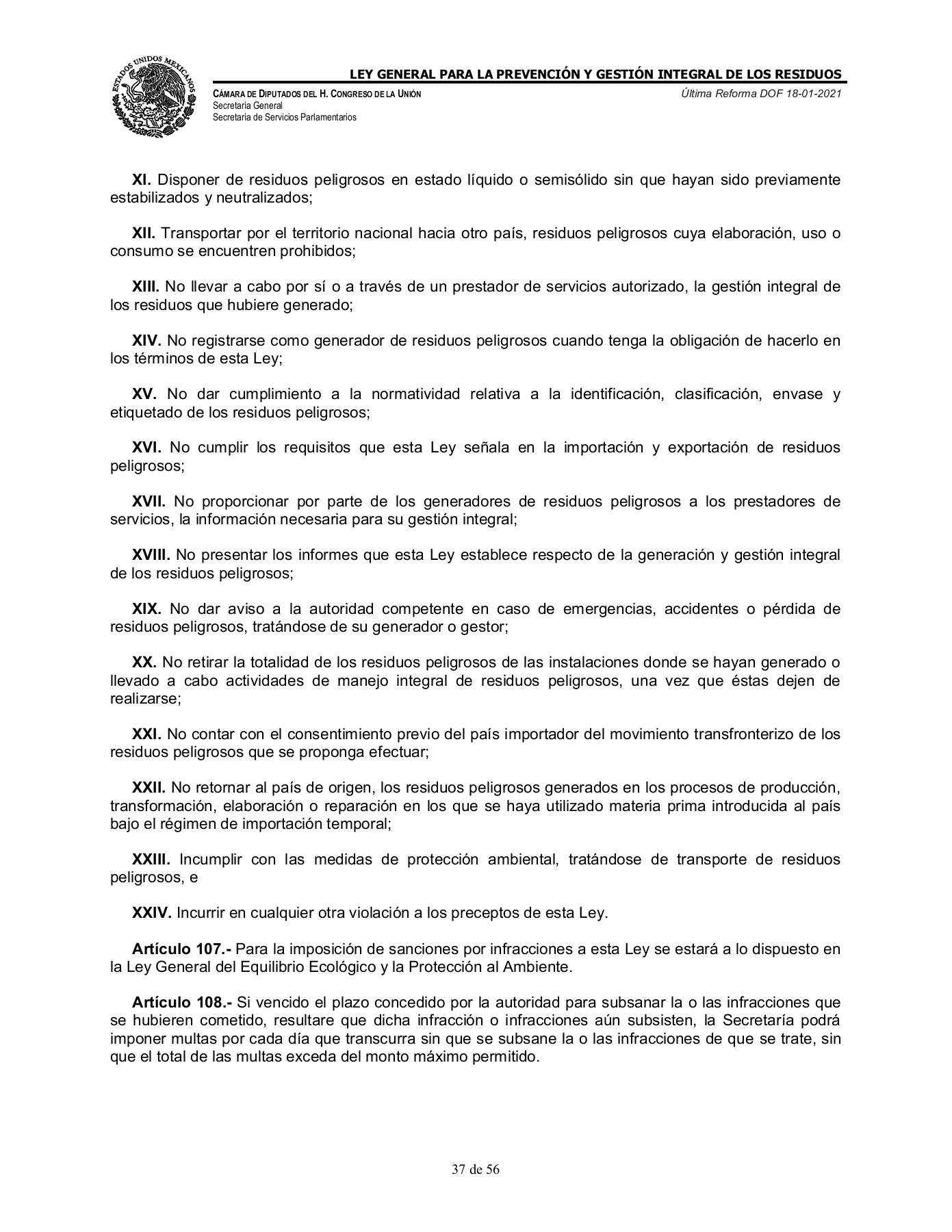 Ley General para la Prevención y Gestión Integral de los Residuos ...