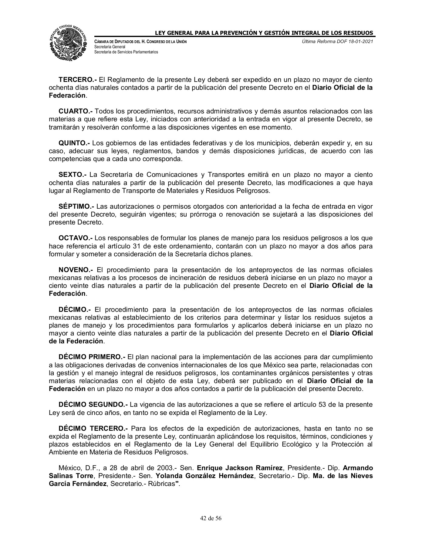 Ley General para la Prevención y Gestión Integral de los Residuos ...