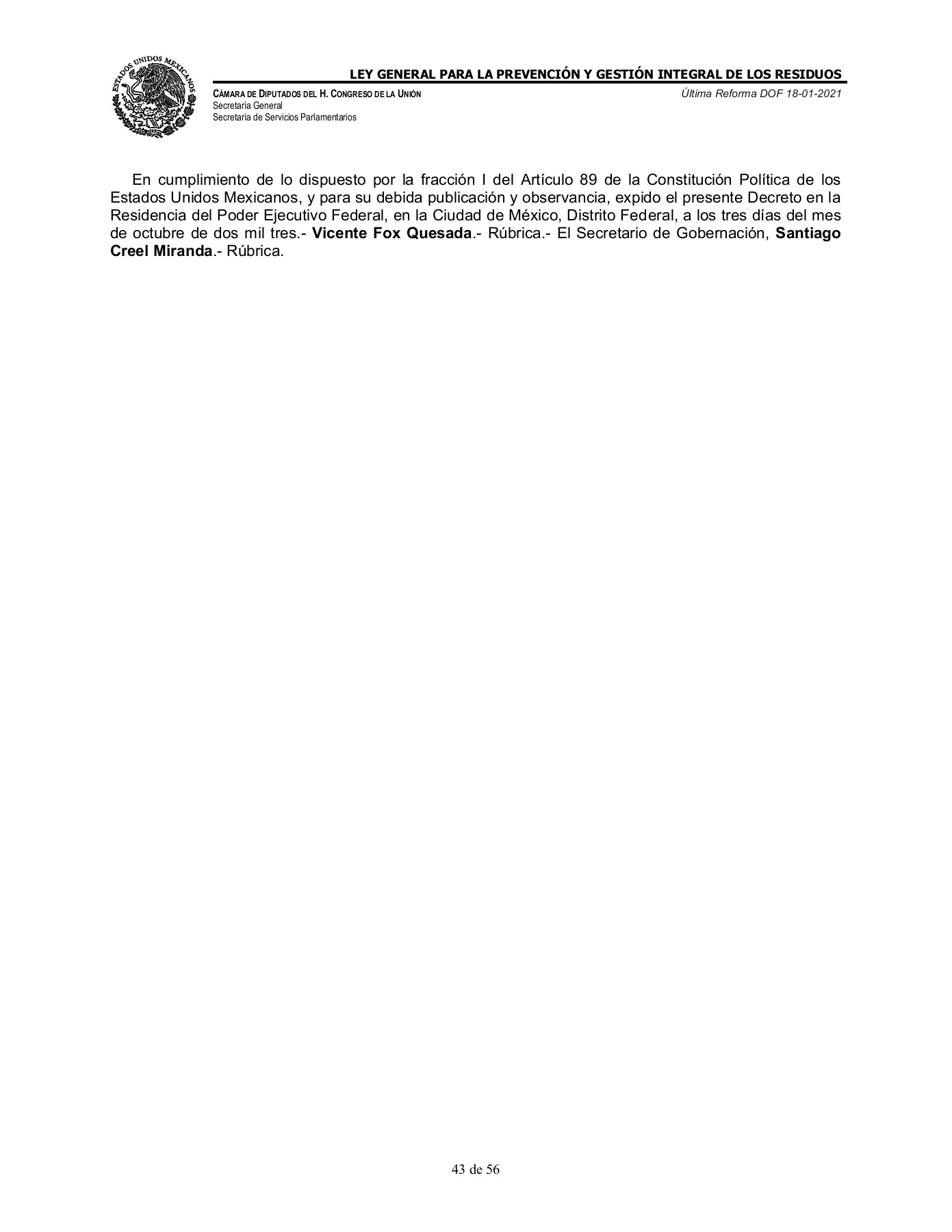 Ley General para la Prevención y Gestión Integral de los Residuos ...