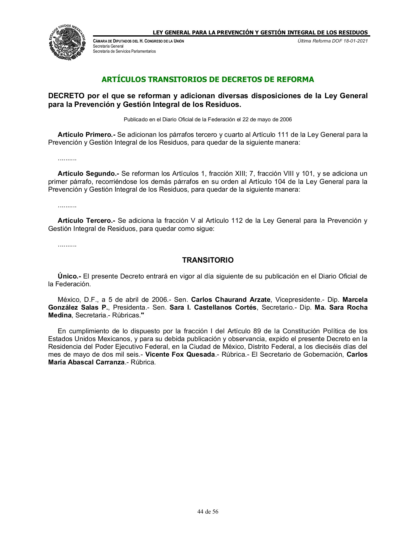 Ley General para la Prevención y Gestión Integral de los Residuos ...