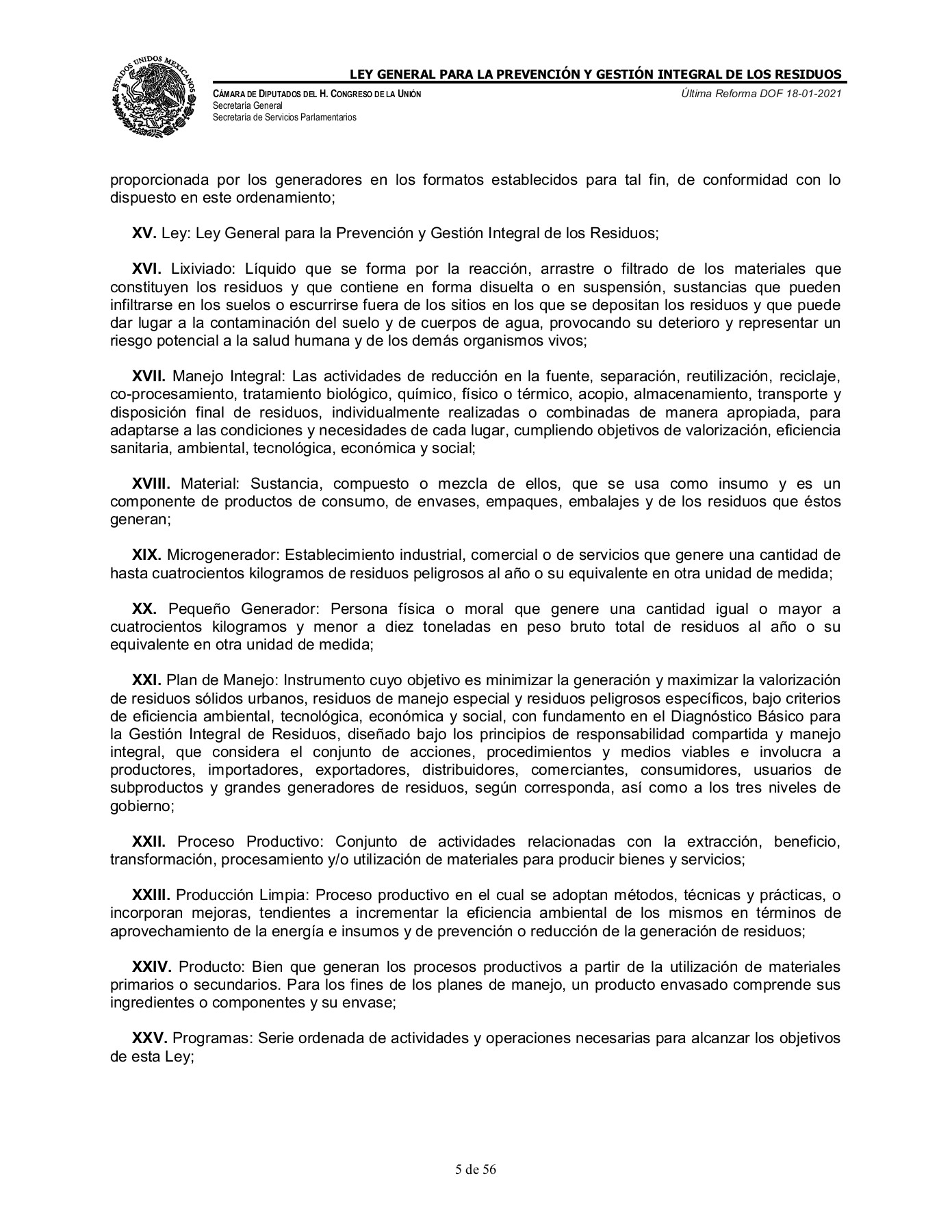 Ley General para la Prevención y Gestión Integral de los Residuos ...